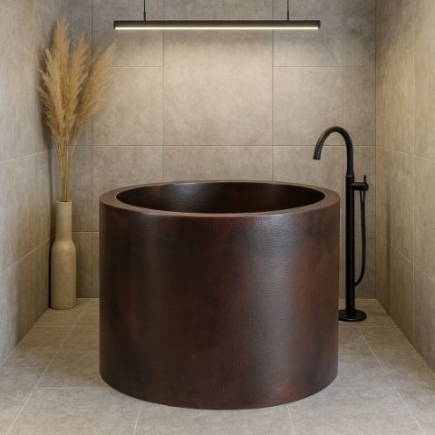 SoLuna Copper Japanese Soaking Tub | Round | Copper Sinks Online